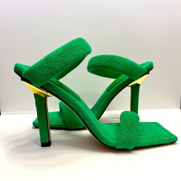 Good American | Shoes | Good American Terry Cloth Green Heels | Poshmark